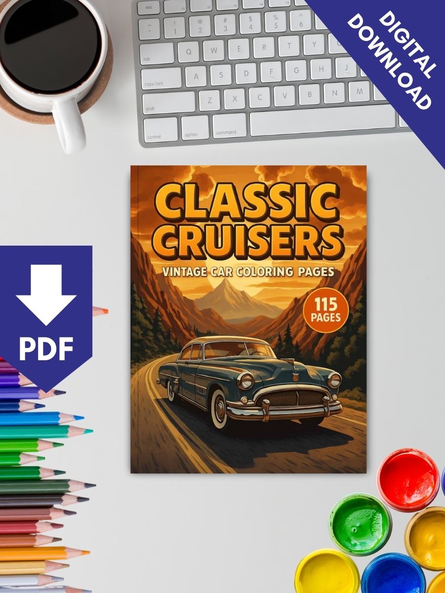 Classic Cruisers – 115 Vintage Car Coloring Pages | Coloring Page Store